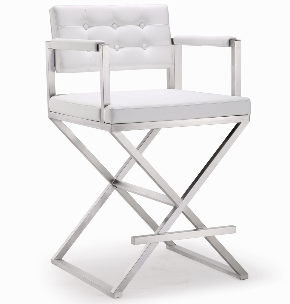Padded Office White Leather Directors Chair